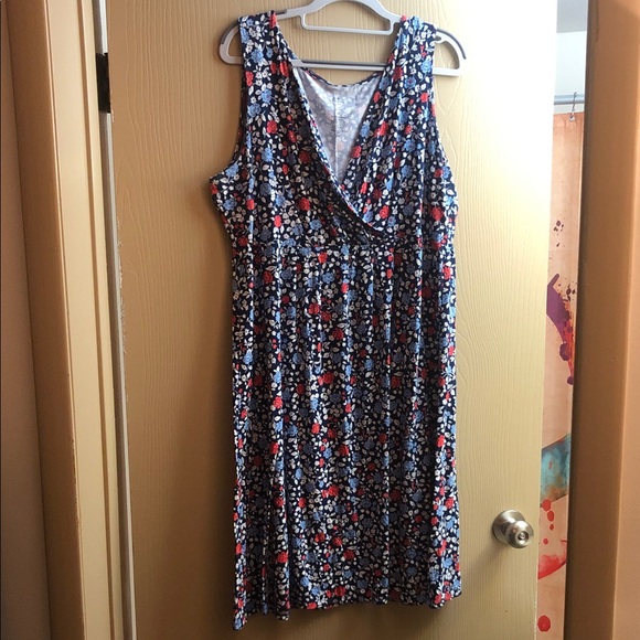 St. John's Bay | Dresses | St Johns Bay Floral Midi Dress Blue And Red ...